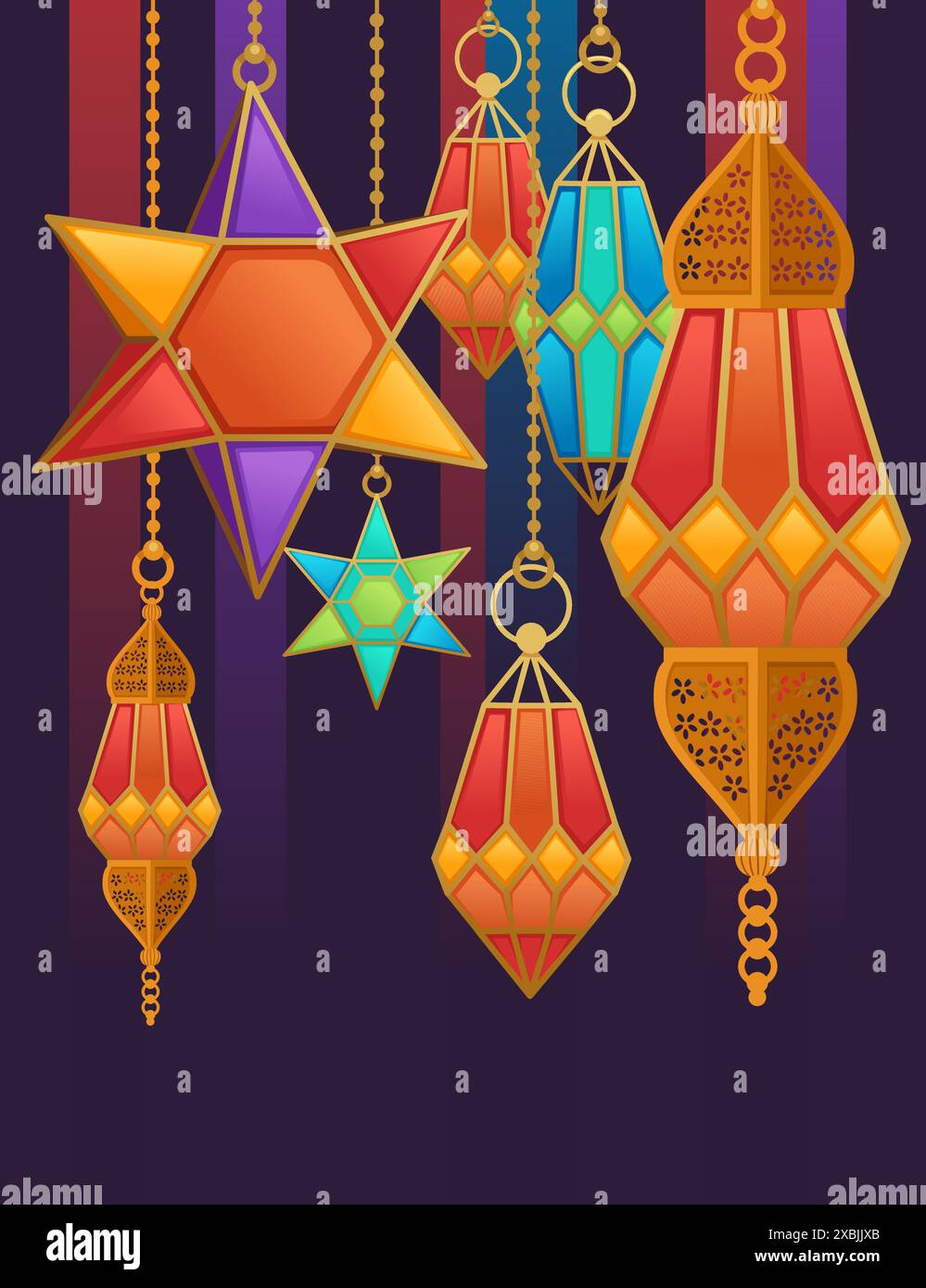 Group of glass Turkish traditional celebration lantern with different ...