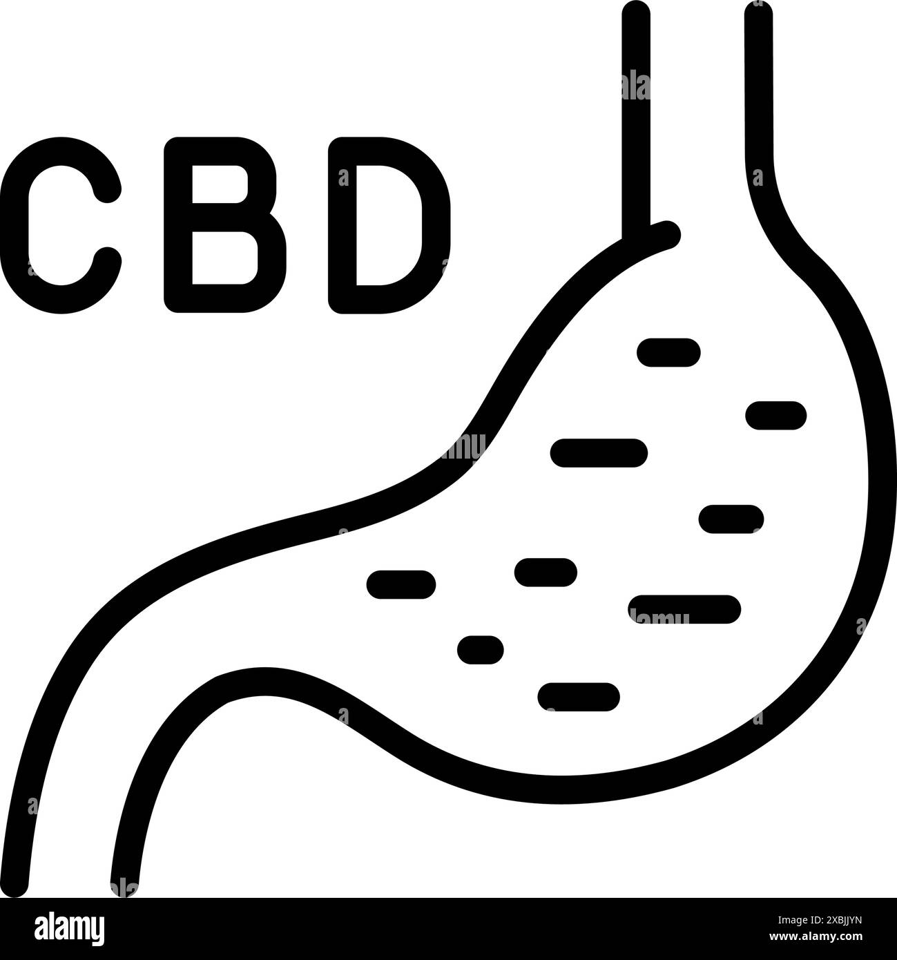 CBD weed extract and stomach simple icon. Cannabis vector line icon ...