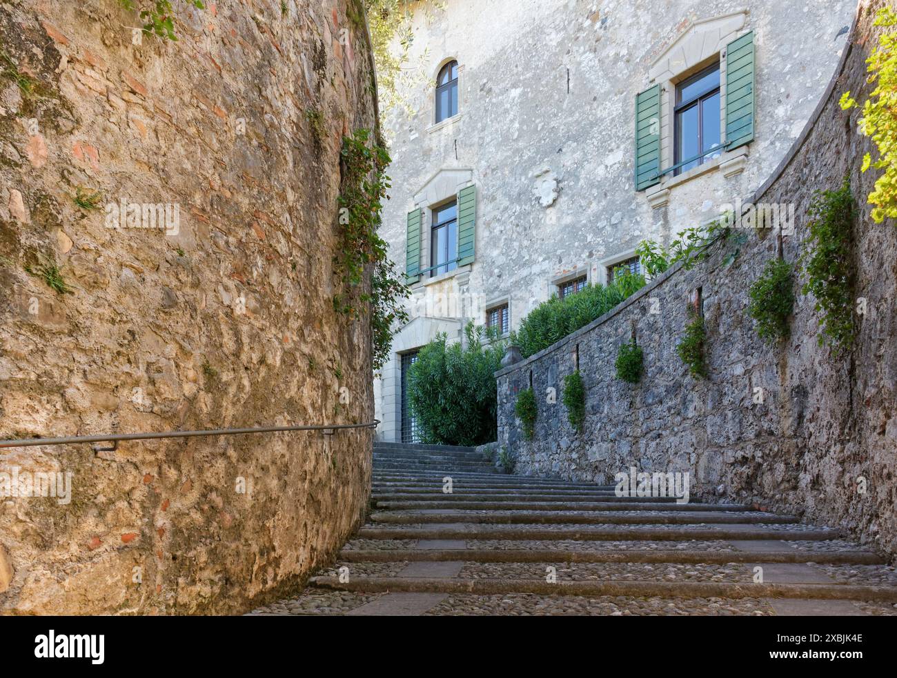 FAGAGNA, Italy - April 29, 2024: Elegant exterior stairway of Villalta ...