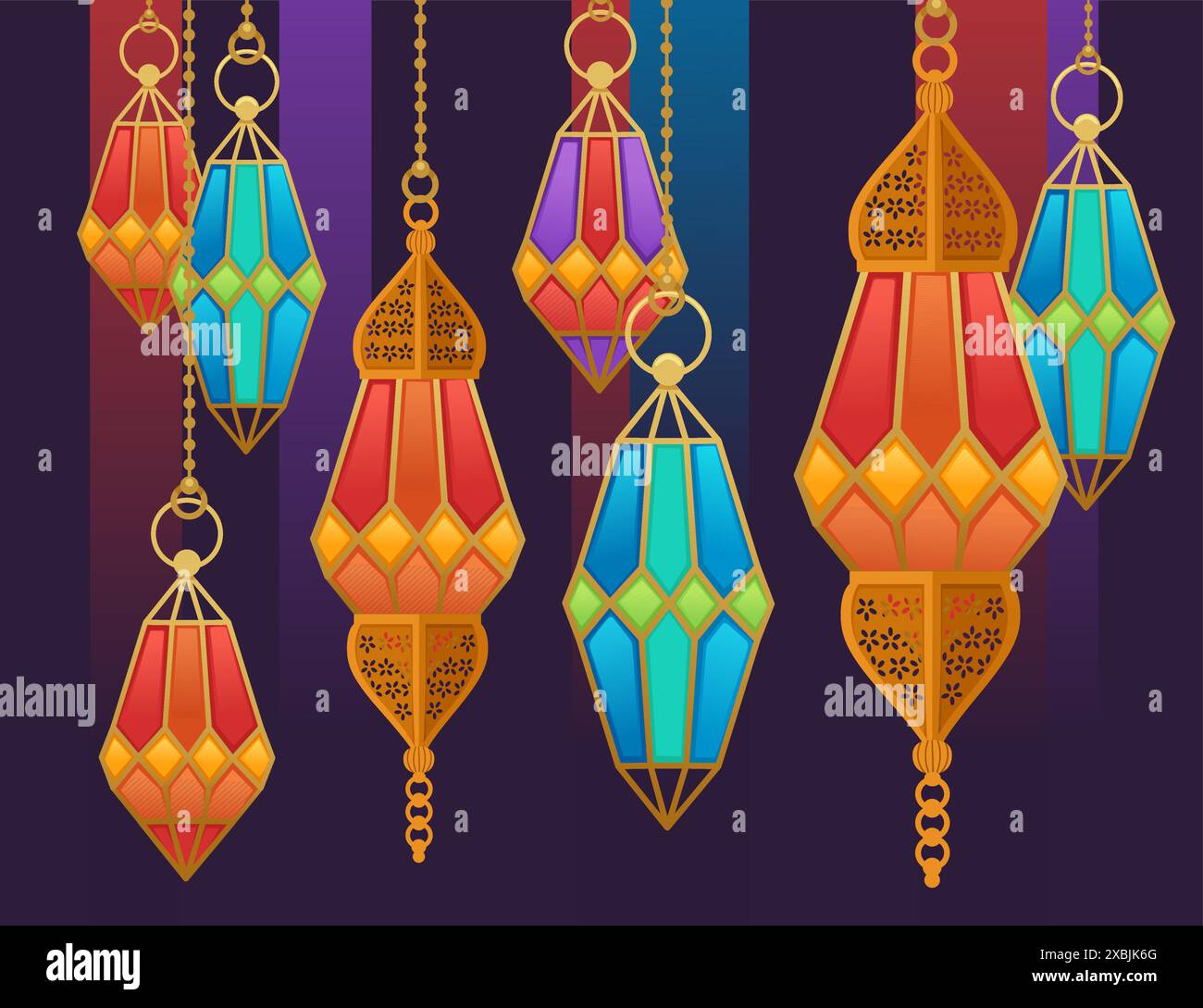 Group of glass Turkish traditional celebration lantern with different ...