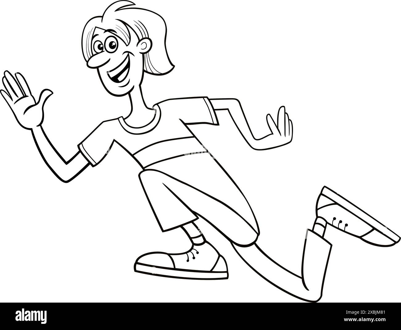 Cartoon illustration of running young man or guy comic character ...