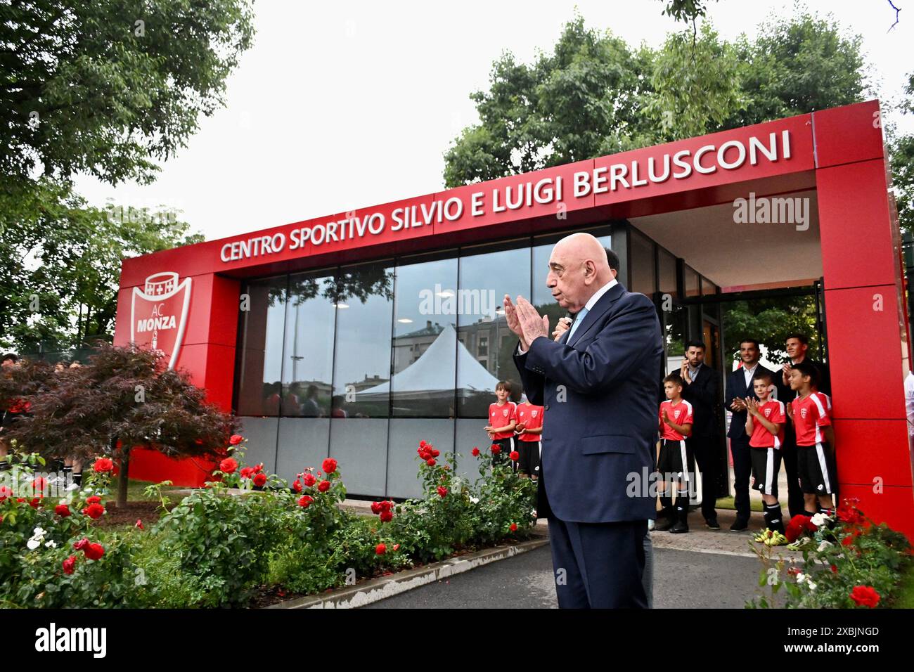 Monza, Italia. 12th June, 2024. Adriano Galliani and Matteo Pessina present the Centro Sportivo ...