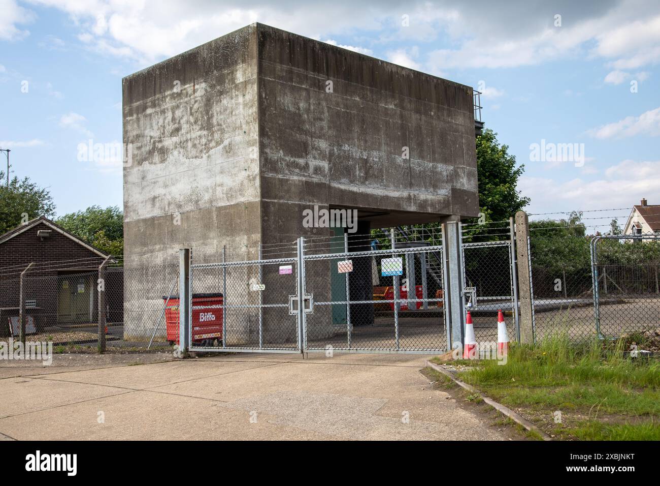 Water tank at Overton Lane, King's Lynn in brutalist architecture Stock ...
