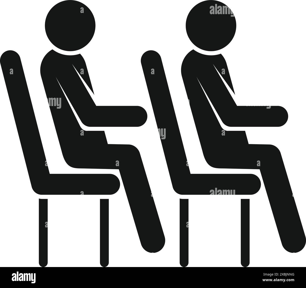 Black and white icon of two businessmen sitting in a waiting room Stock ...