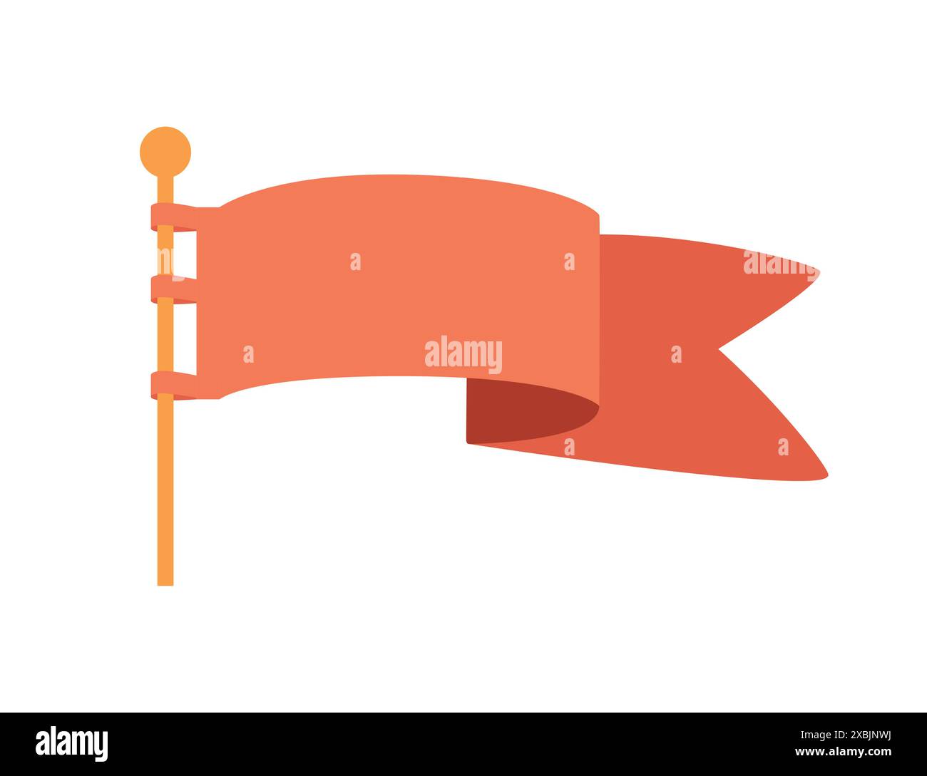 Orange flag waving in wind camping reach vector illustration isolated ...