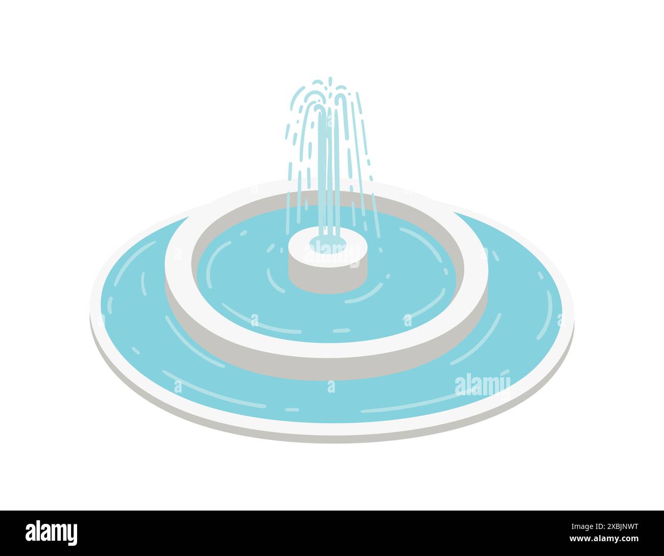 Rounded isometric fountain for city street or parkland vector ...