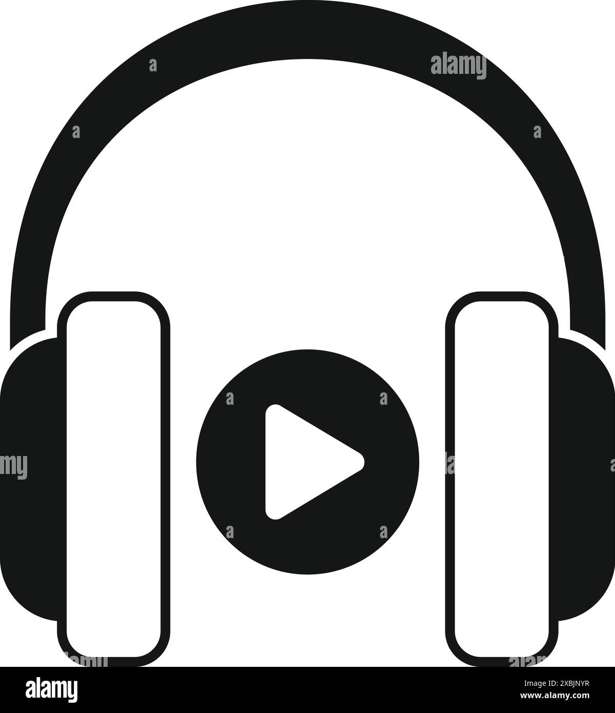 Simple black icon of headphones with a play symbol indicating active ...