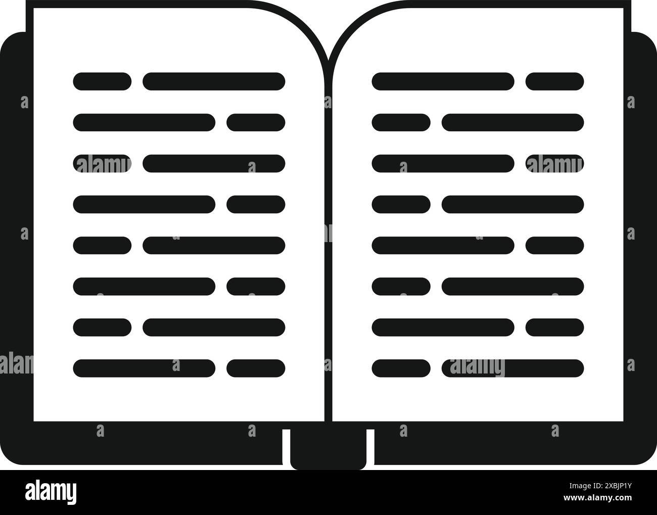 Open book icon with text lying open on a table for studying or reading ...