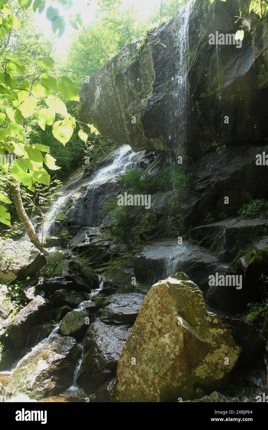 View of the spectacular Apple Orchard Falls in the Blue Ridge Parkway ...