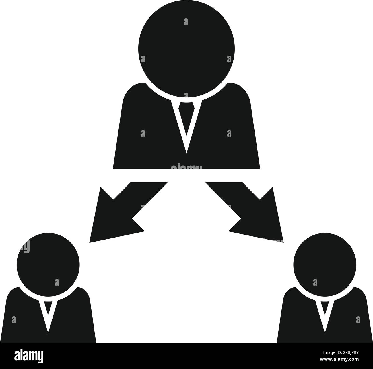 Manager delegating tasks to two employees, symbolizing teamwork and ...