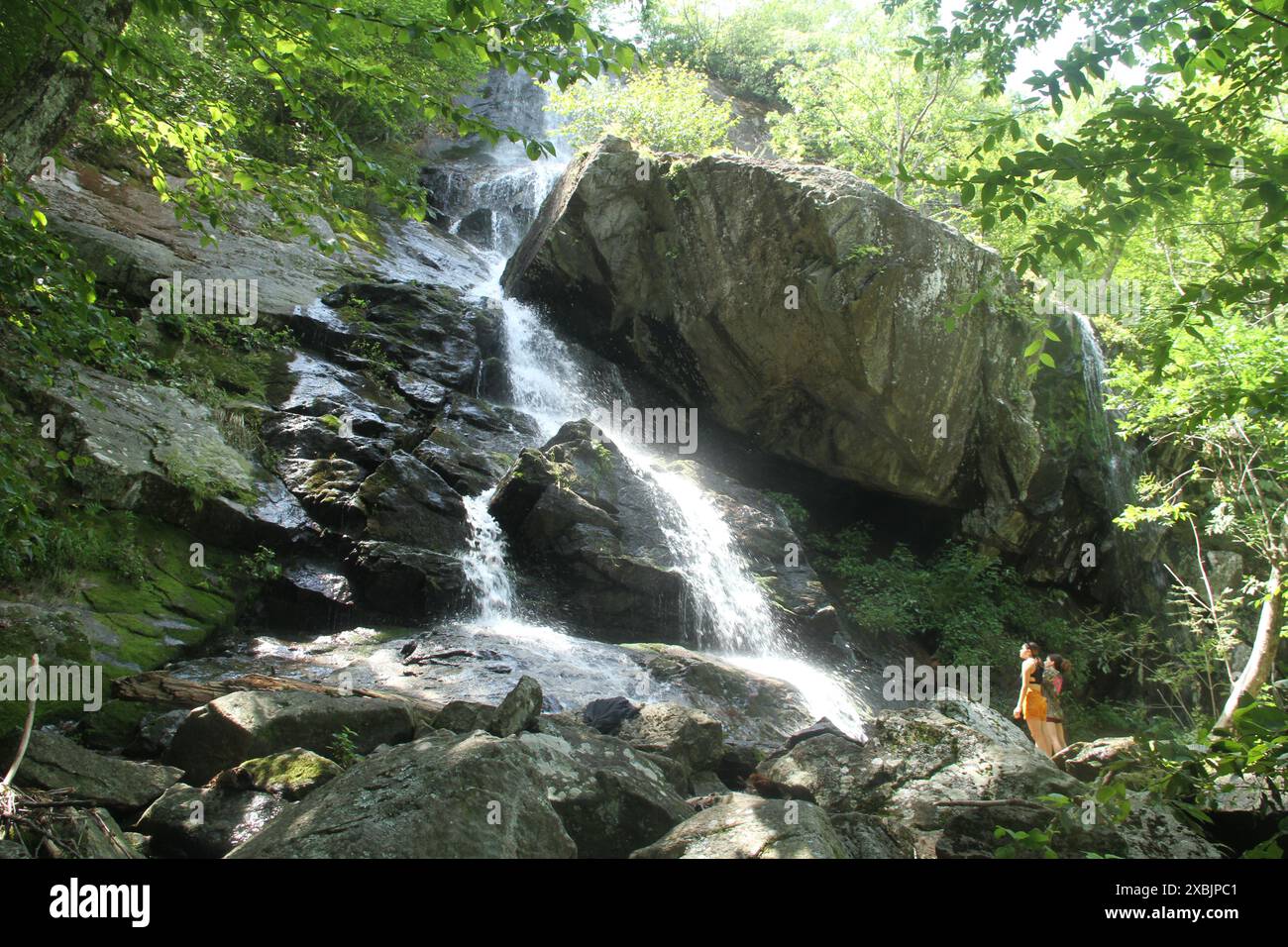 People looking at the spectacular Apple Orchard Falls in the Blue Ridge ...