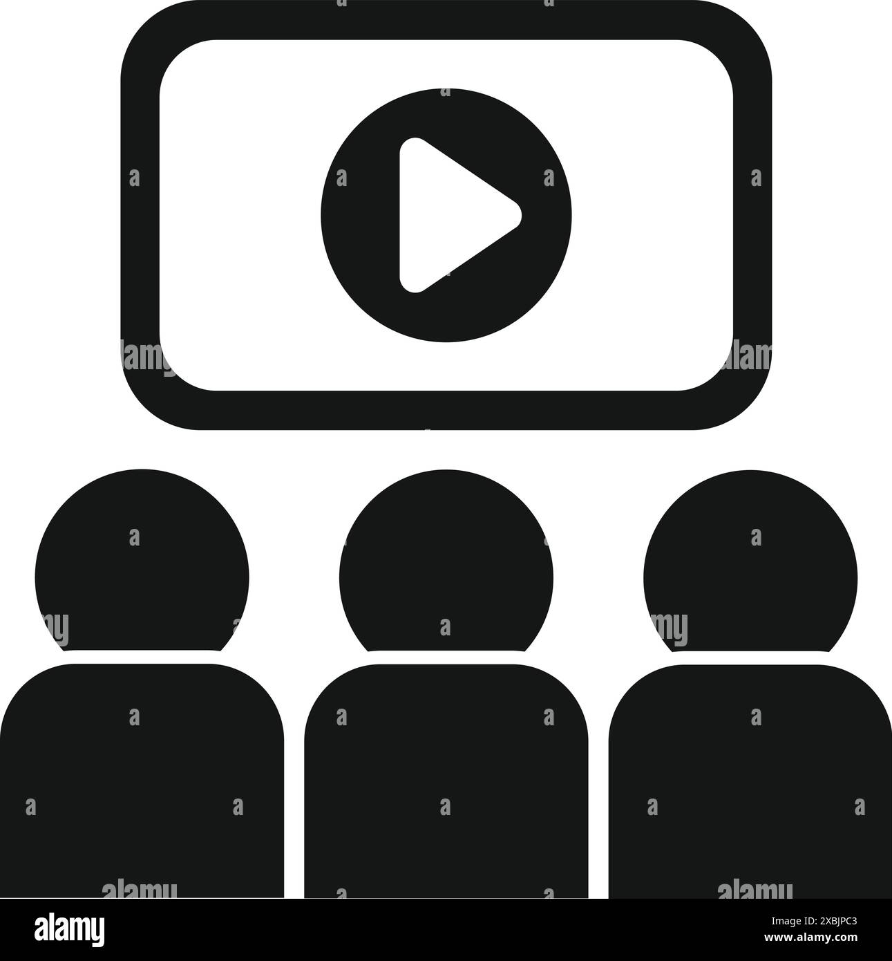 This simple icon represents a group of people watching video content on ...