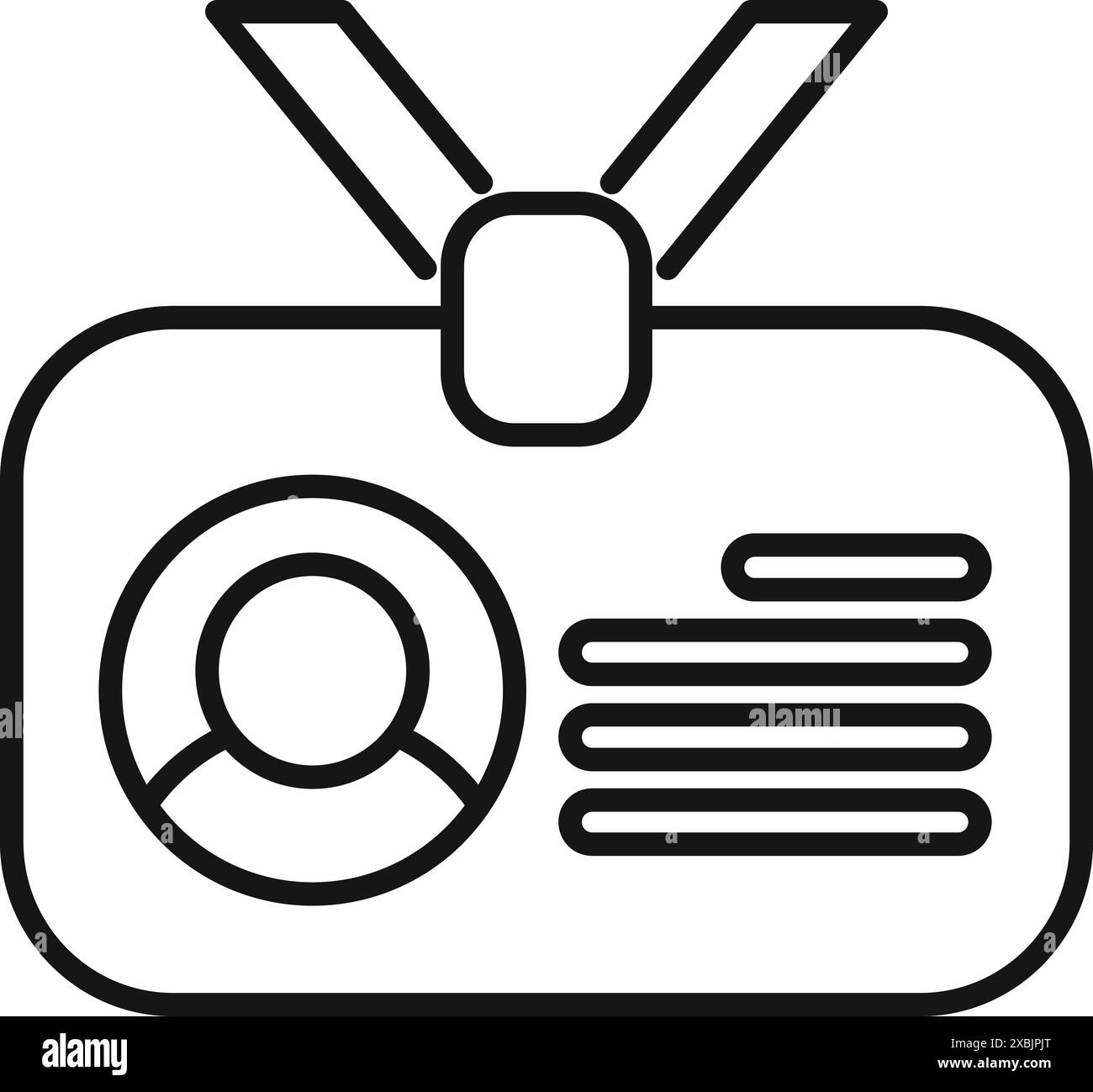 Personal identification card hanging on lanyard, featuring a photograph ...