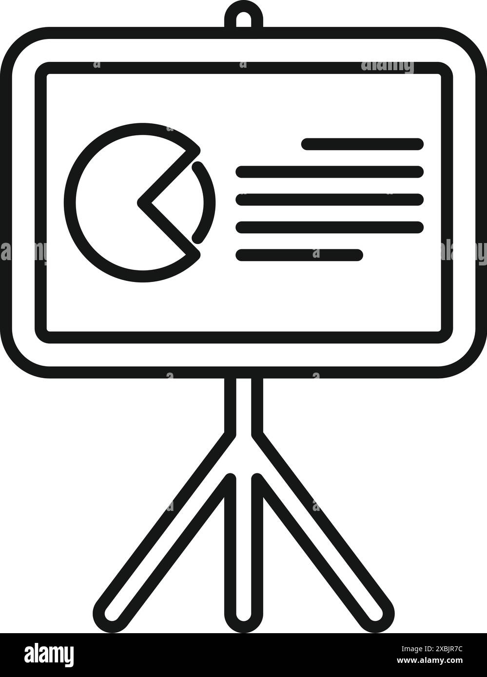 Flip chart is displaying a pie chart and other data, representing a ...