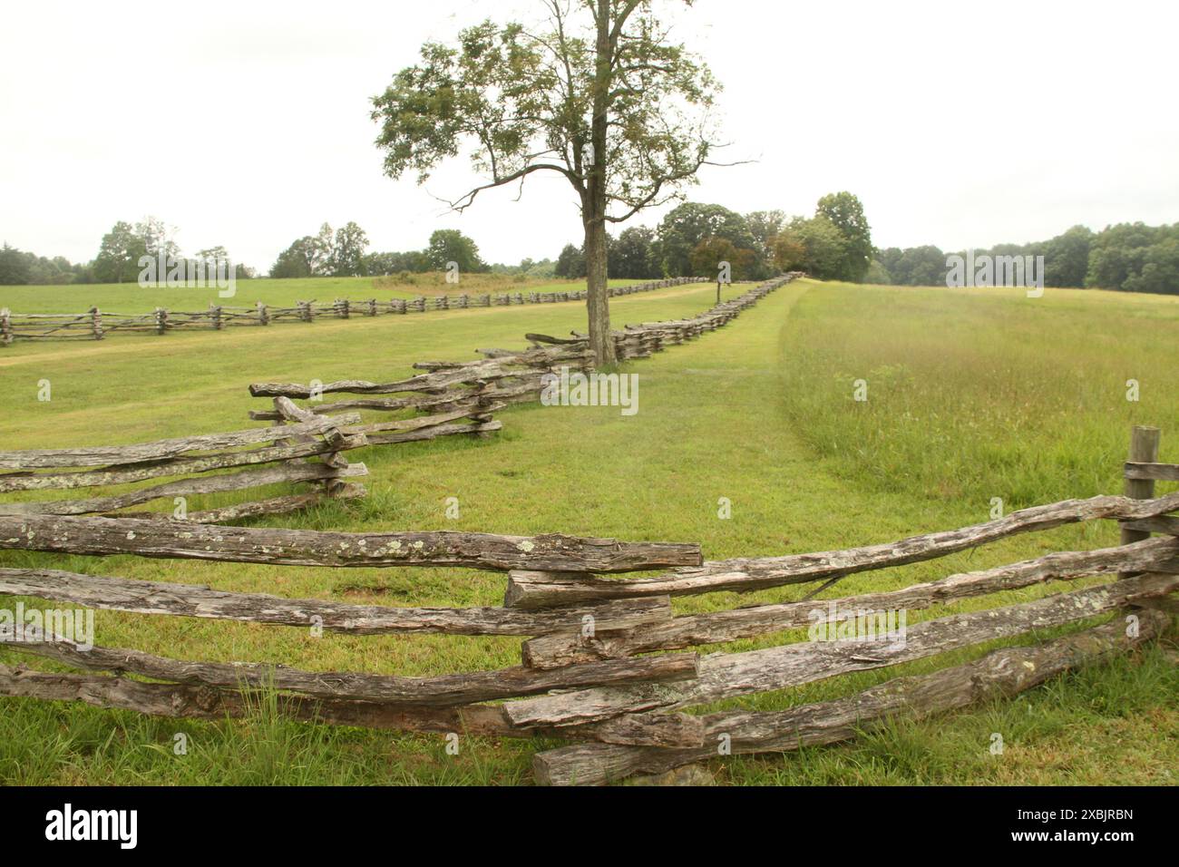 Traditional stacked wood fence on the grounds of Appomattox Court House ...