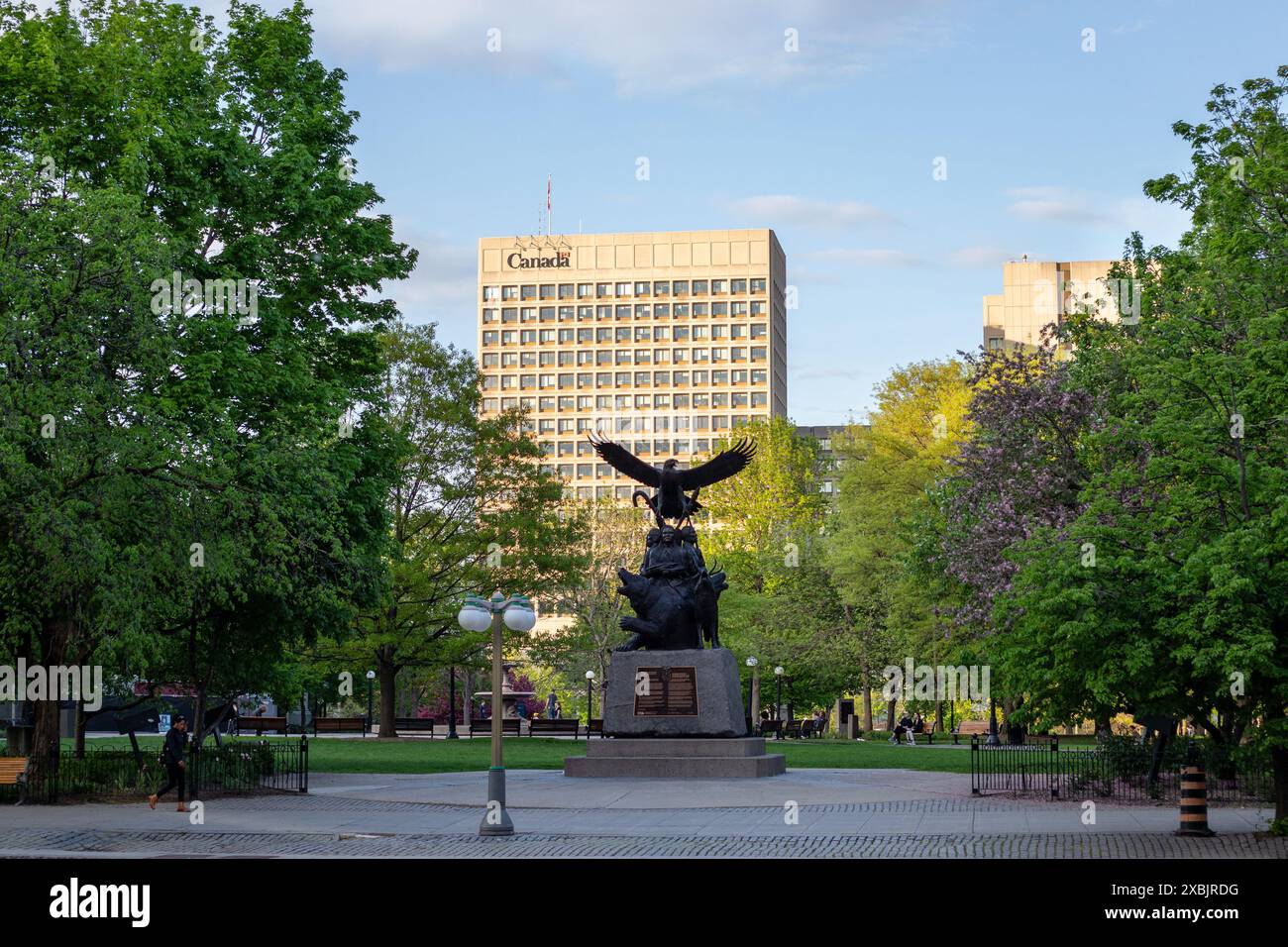 Ottawa, Canada - May 16, 2024 - National Aboriginal Veterans Monument at Confederation Park in ...