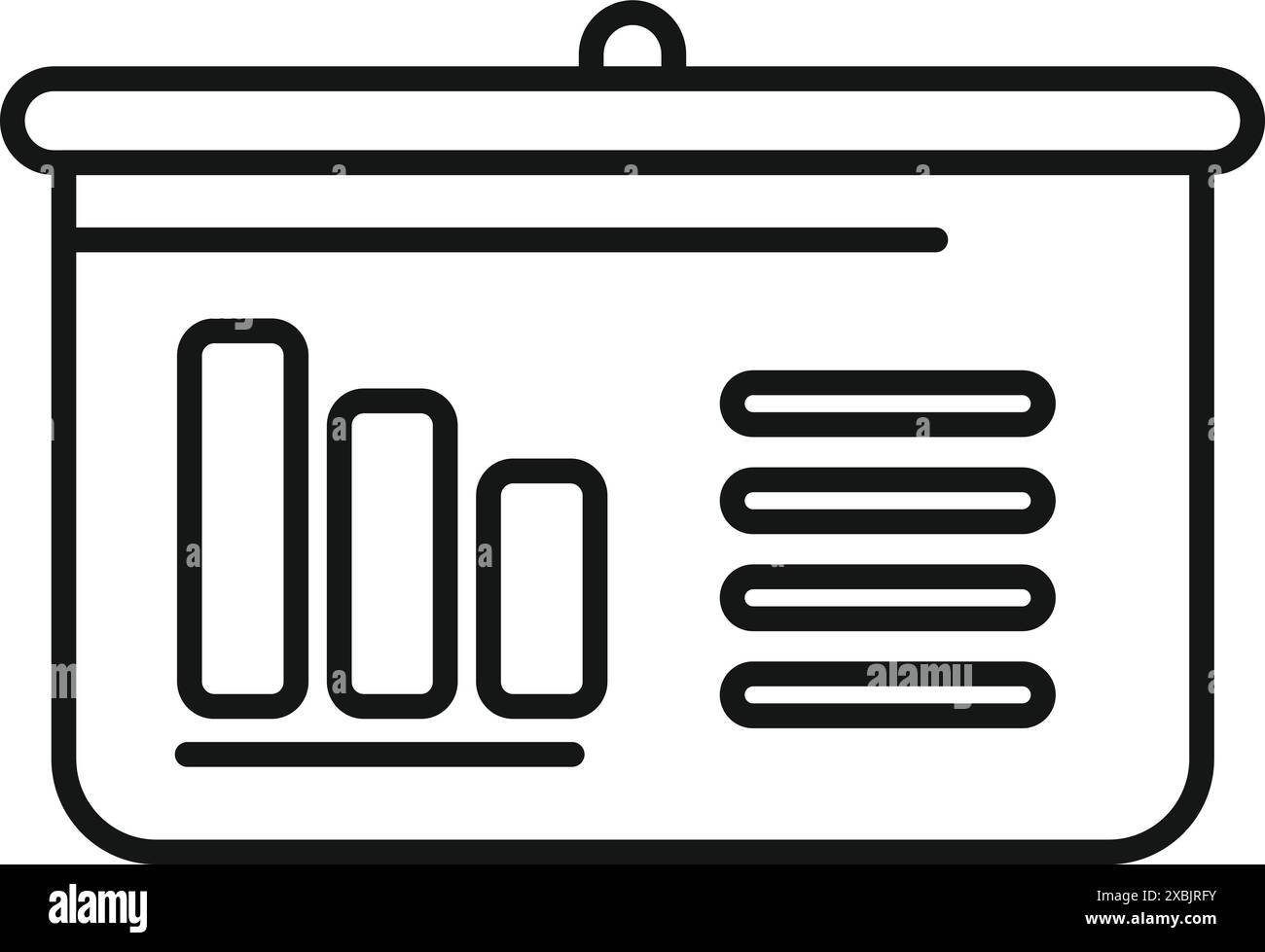Simple icon of a projection screen showing an infographic chart Stock ...