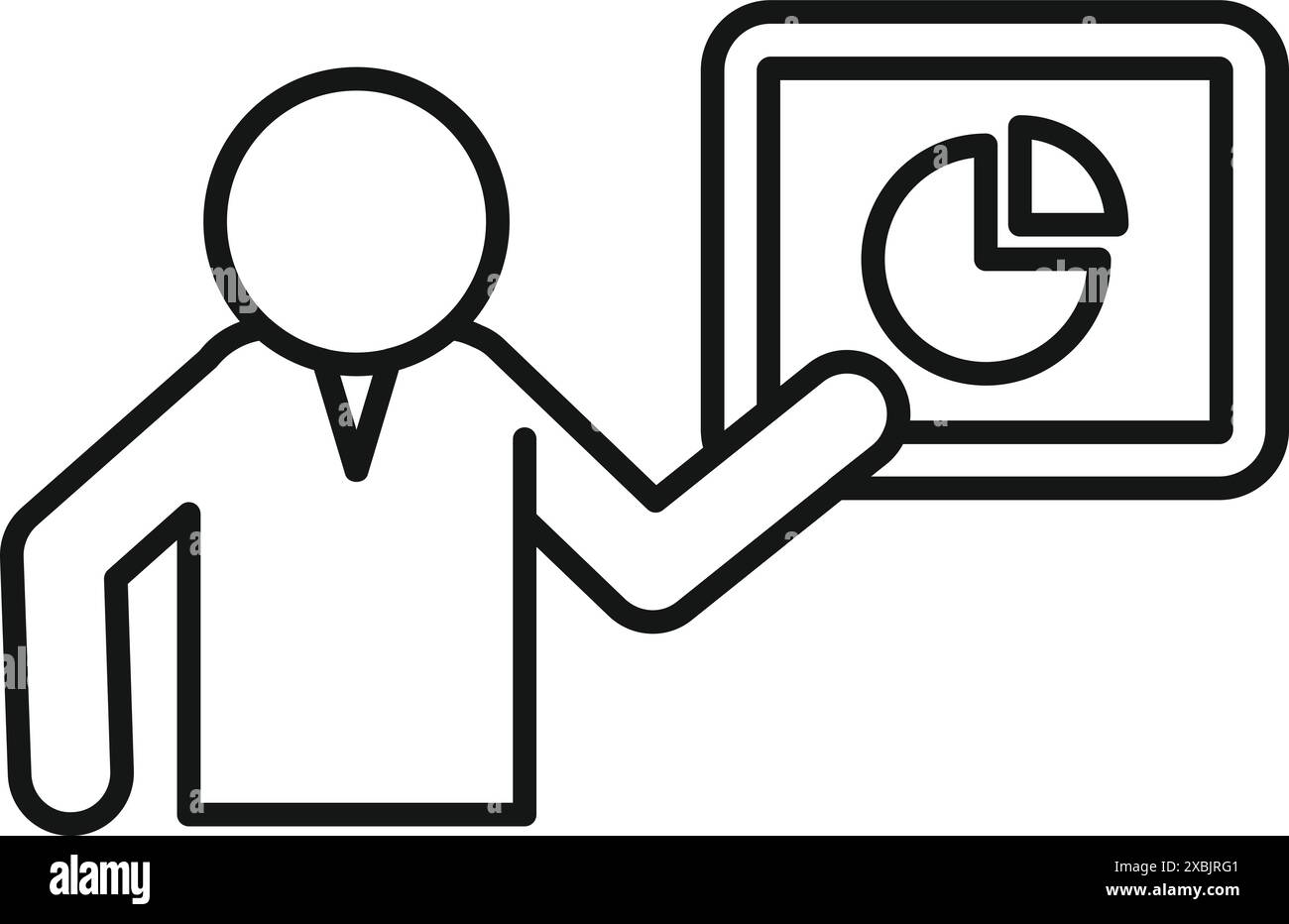 Businessman is pointing at a pie chart on a whiteboard during a business presentation Stock ...