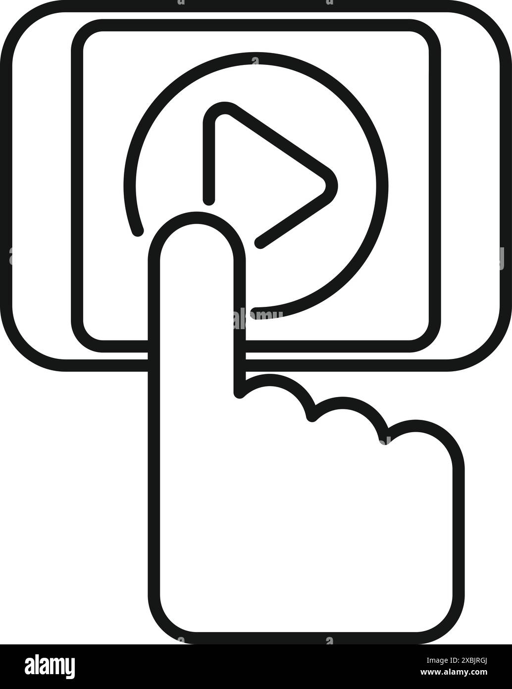 Simple icon depicting a finger about to press the play button on a ...