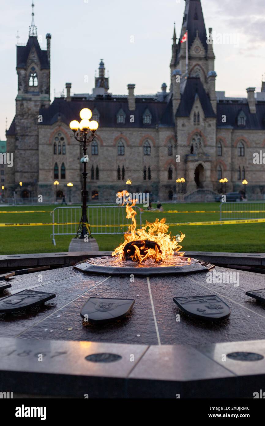 Ottawa, Canada - May 16, 2024: The Centennial Flame at Parliament Hill ...