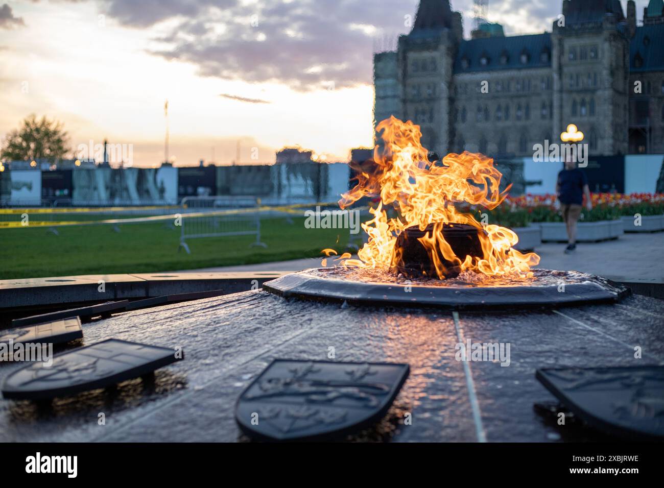 Ottawa, Canada - May 16, 2024: The Centennial Flame at Parliament Hill ...