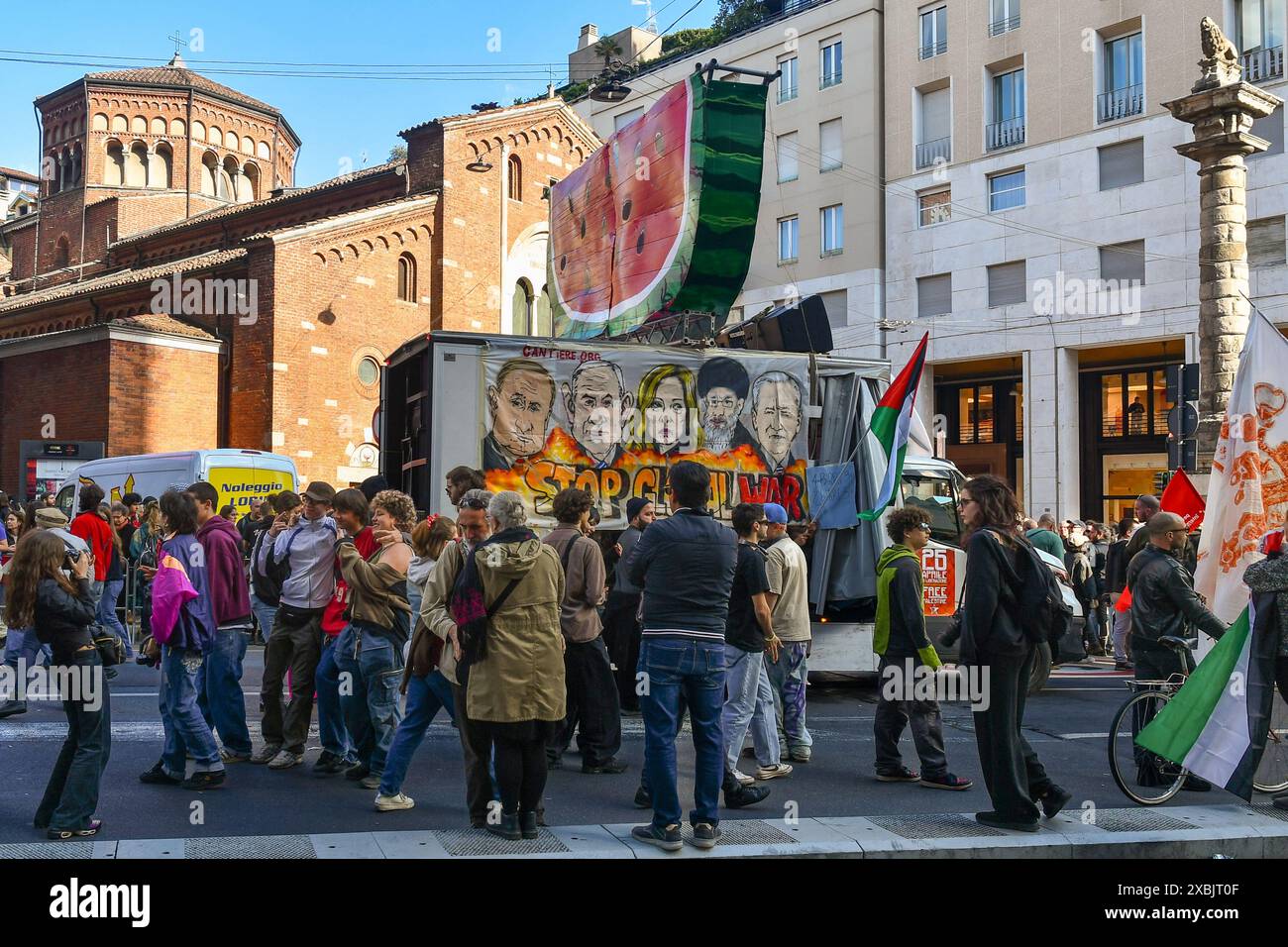 Crowd of people at the traditional parade of the April 25, Liberation ...