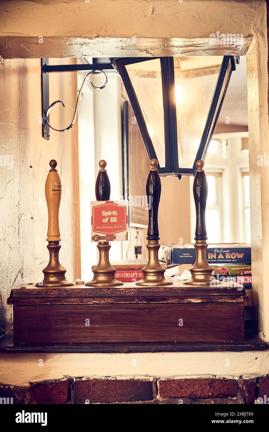 Pub beer pumps for display purposes only Stock Photo - Alamy