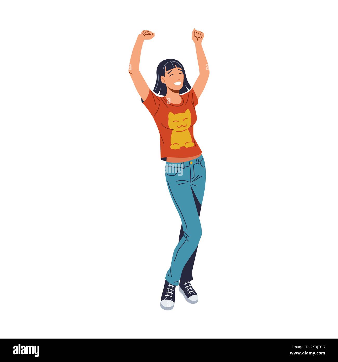 Cartoon woman raised arms hi-res stock photography and images - Alamy