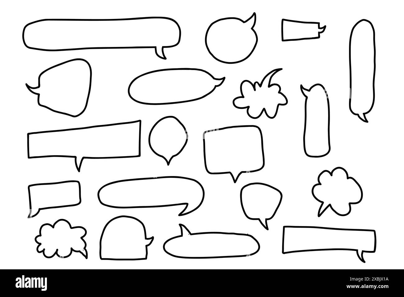 A collection of hand-drawn doodles of speech bubbles in a one-liner ...