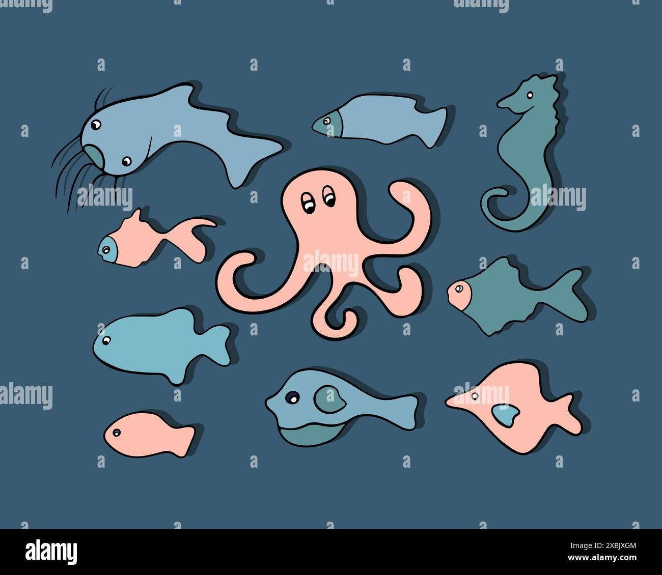Stylized sea creatures hi-res stock photography and images - Alamy