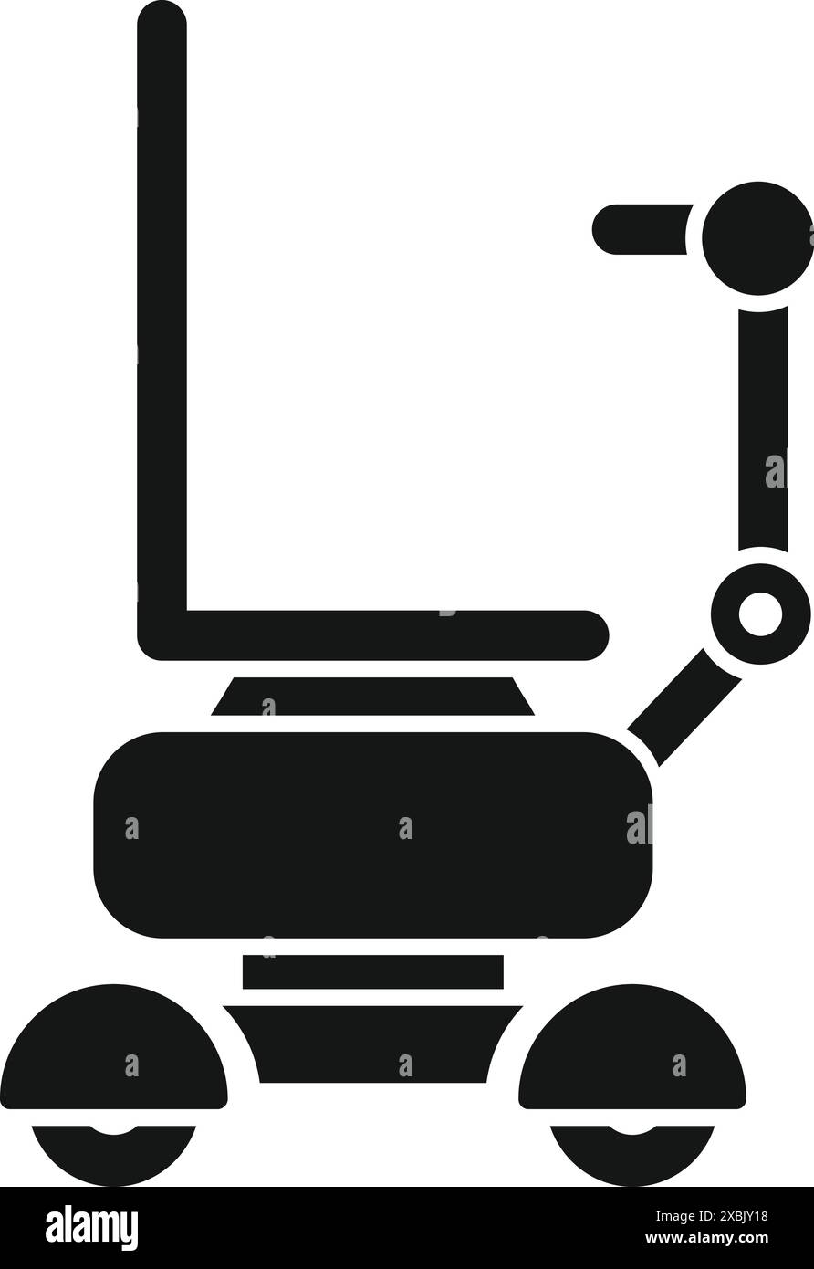Simple, bold icon representing an electric wheelchair, emphasizing the ...