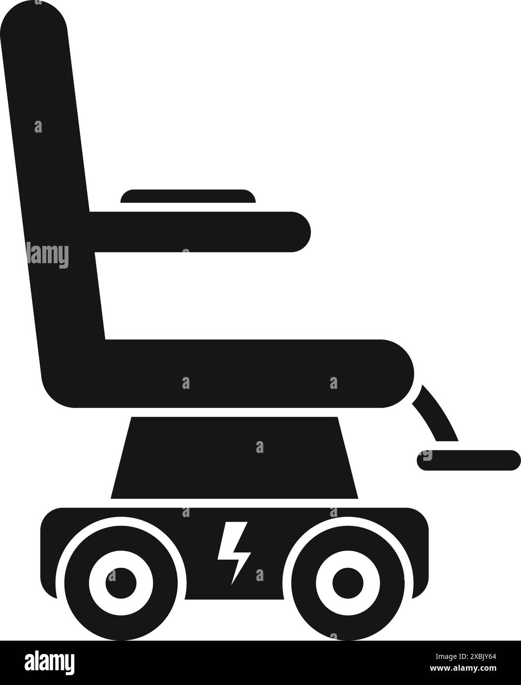 Black glyph icon of an electric wheelchair providing independent ...