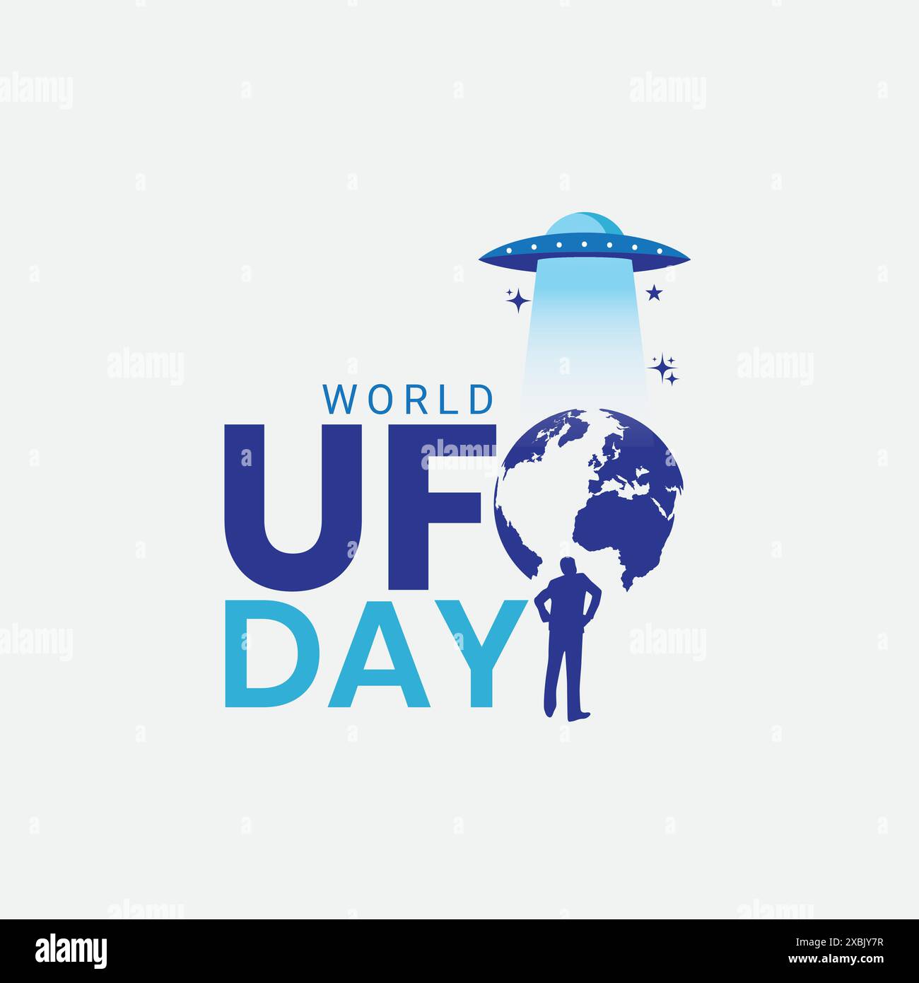 World UFO Day creative unique typography logo lettering isolated vector ...