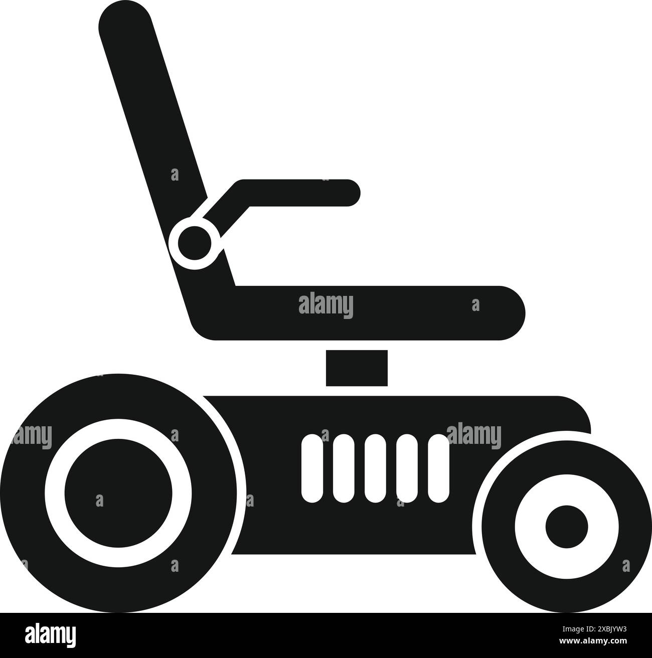Black silhouette of an electric wheelchair, representing mobility assistance and independence ...