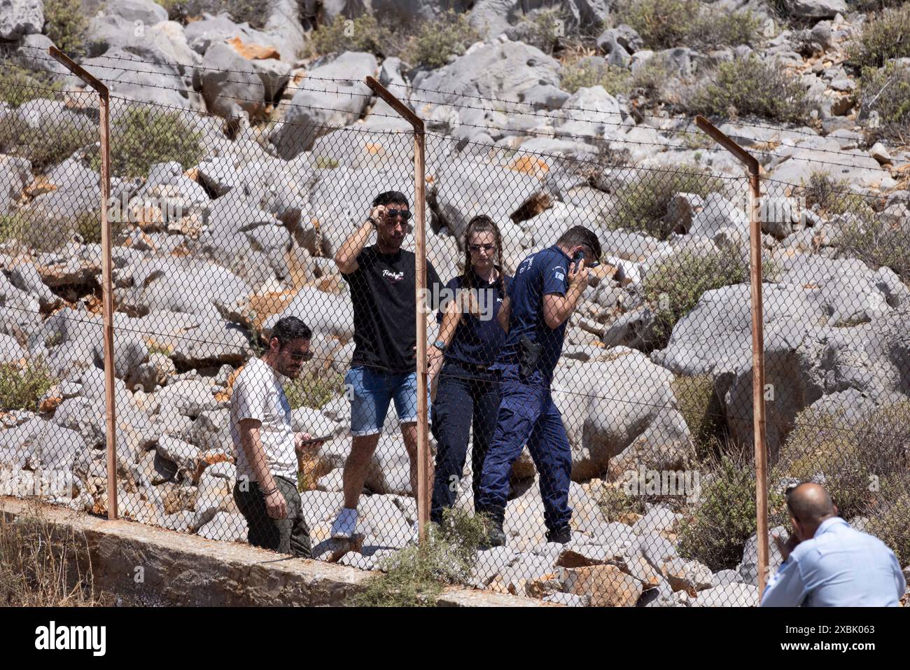 Greek Police Officers guard the body of Michael Mosley at Agia Marina ...