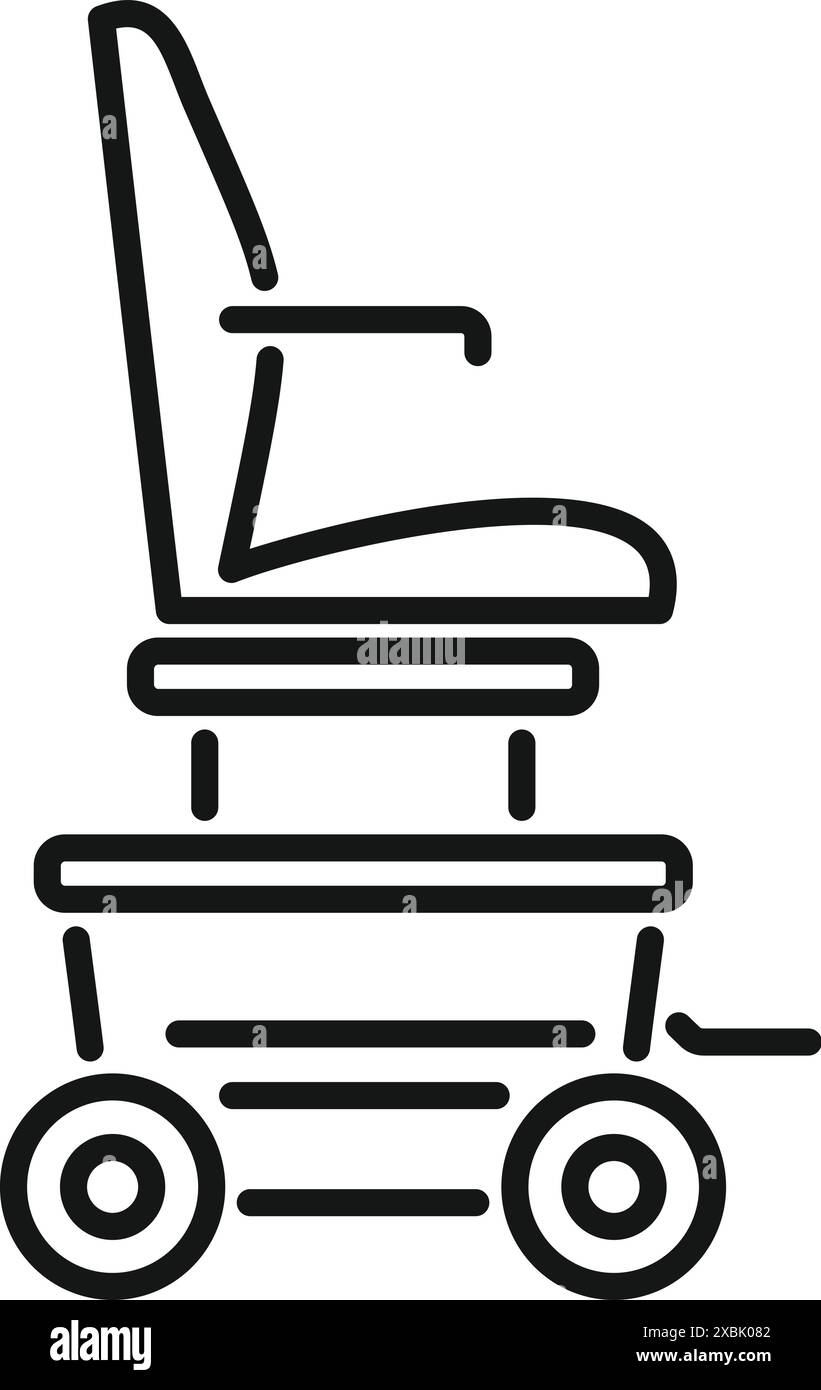Simple line icon of an electric wheelchair, highlighting its features ...