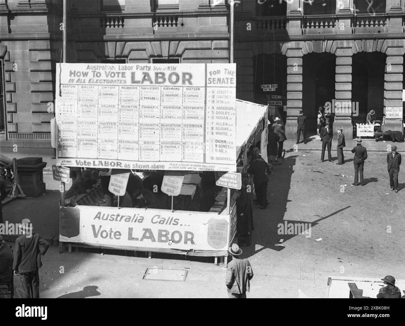Australian Labor Party How-to-Vote board outside the Town Hall. Sydney ...