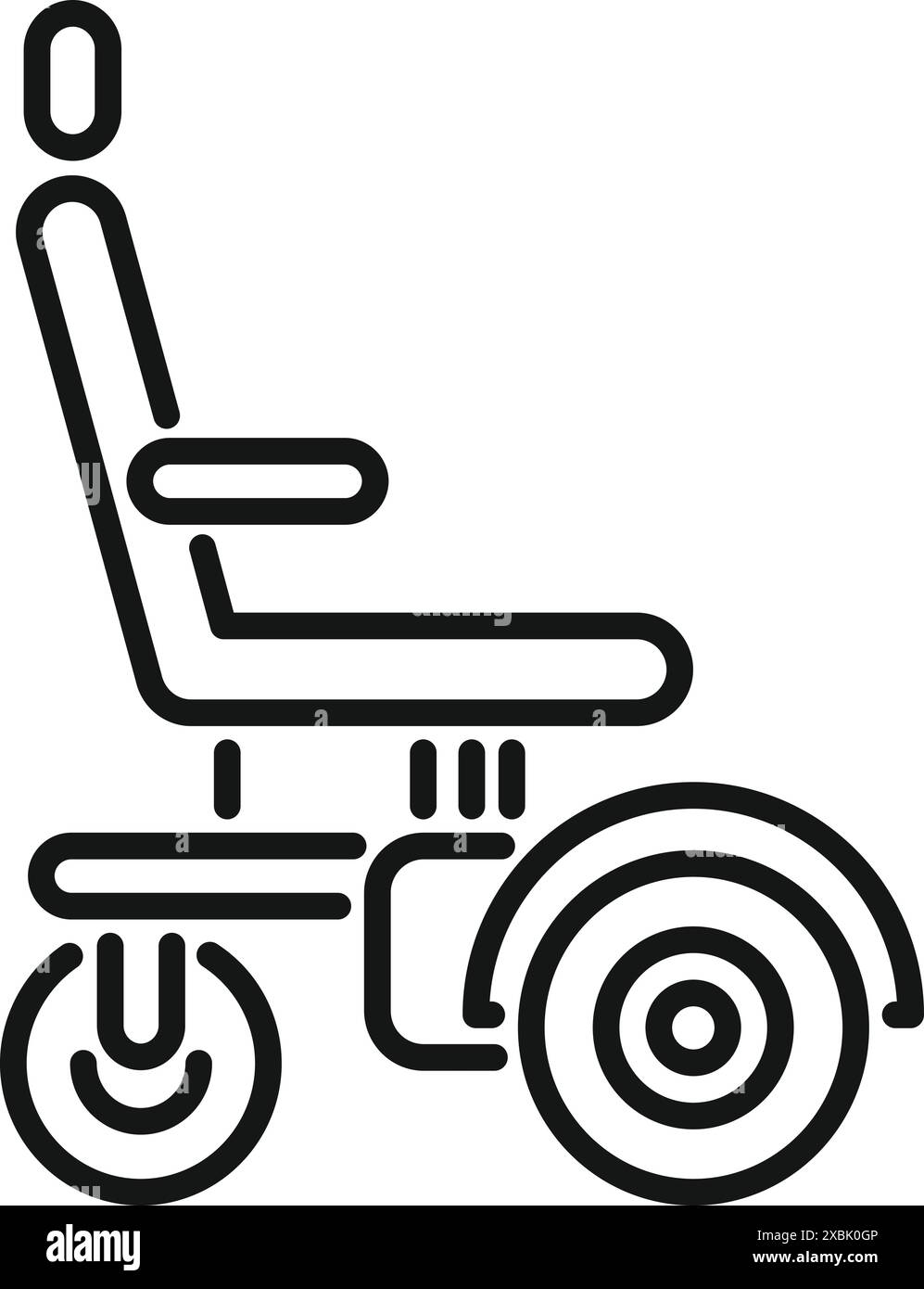 Line art icon of an electric wheelchair, representing mobility aids and ...