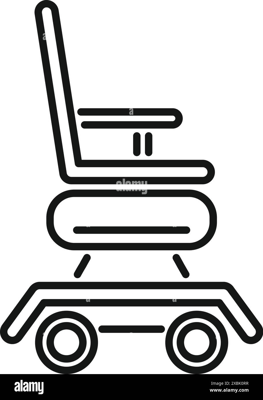 Line art icon of a motorized wheelchair, highlighting its mobility and ...