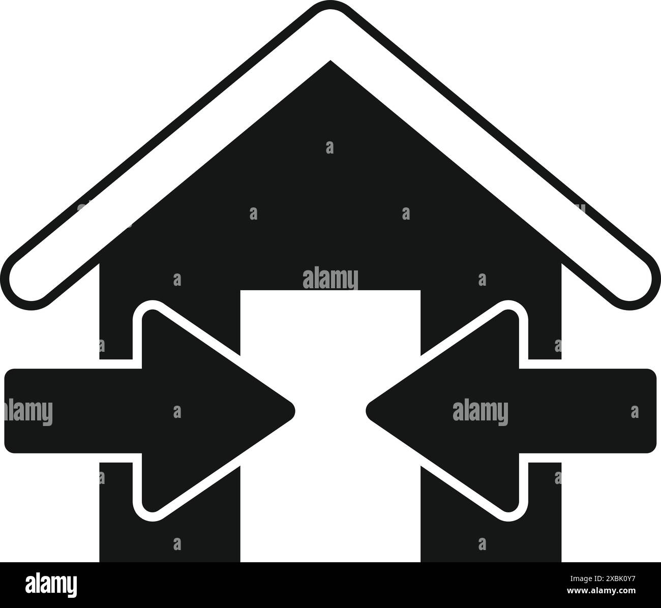 Black and white icon of a house with two arrows pointing in opposite ...