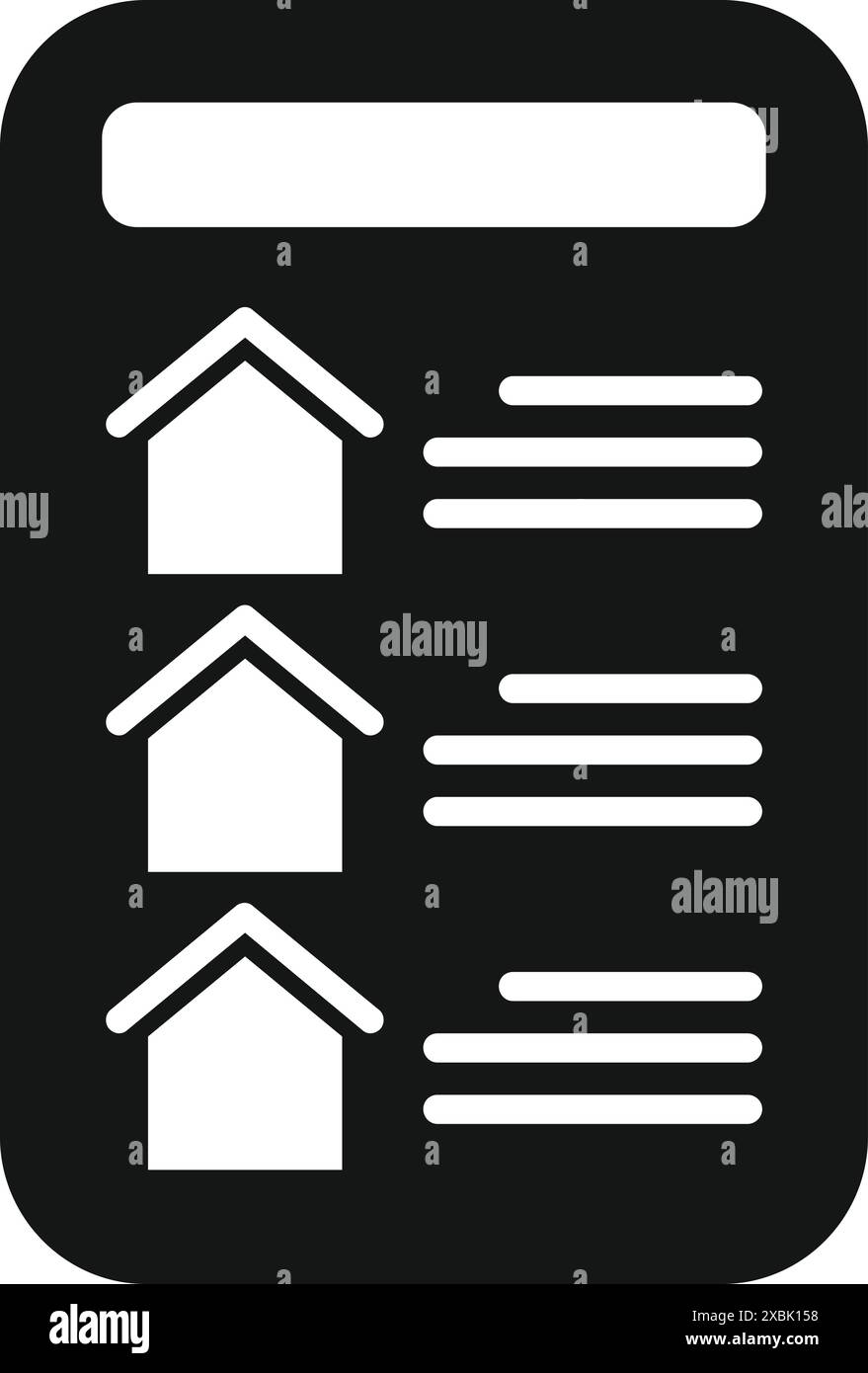 Simple black icon of a smartphone app listing houses for sale Stock ...