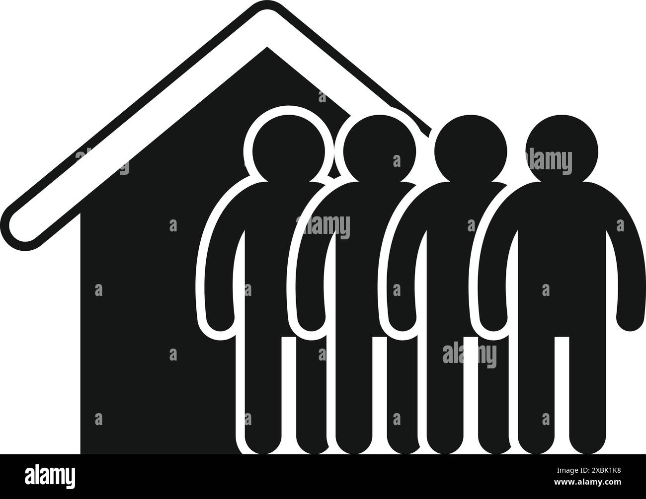 Simple icon representing a group of people waiting in line outside a ...