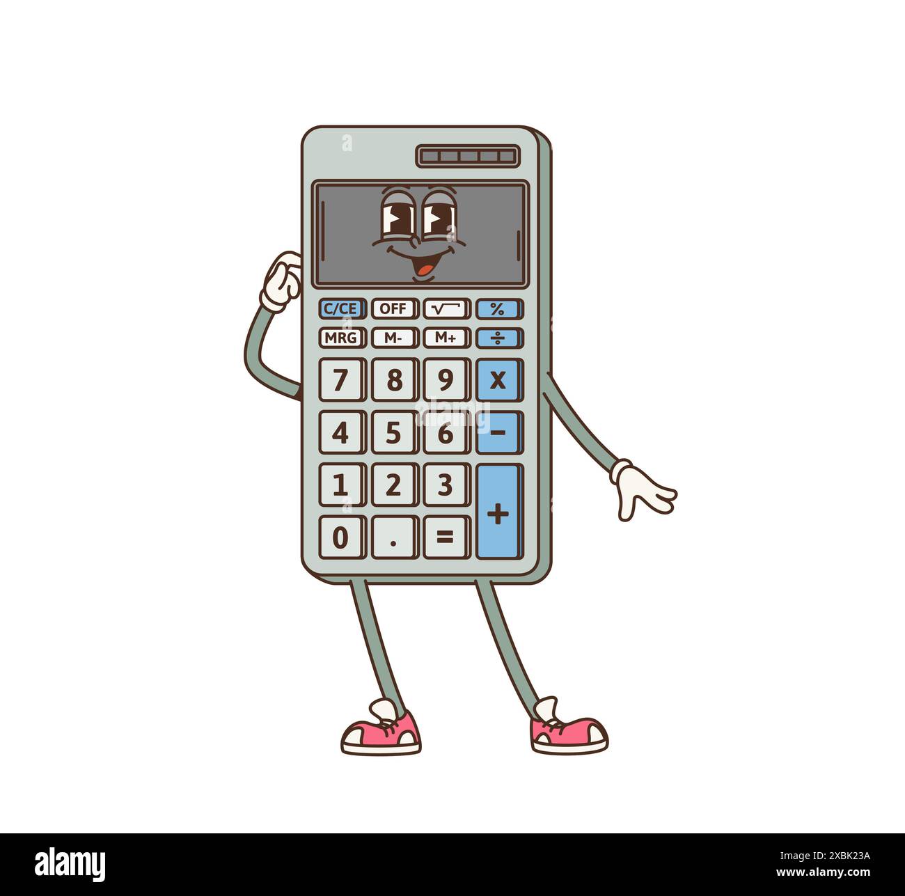 Cartoon retro groovy calculator character. Isolated vector quirky and ...
