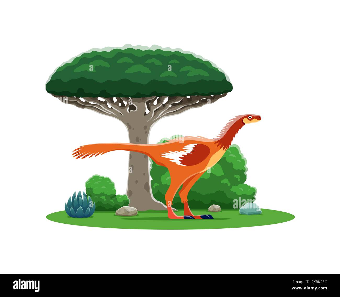 Prehistoric cartoon zephyrosaurus dinosaur at lush jurassic era ...