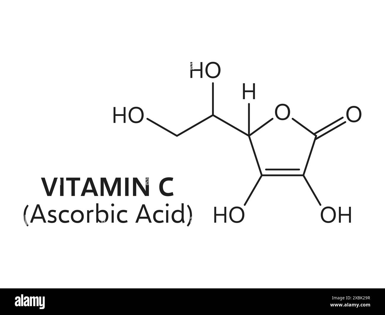 Vitamin C formula, ascorbic acid line chemical structure of vector ...
