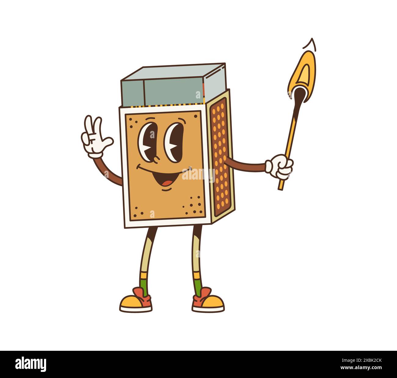 Cartoon matchbox retro groovy travel camp and tourism character ...
