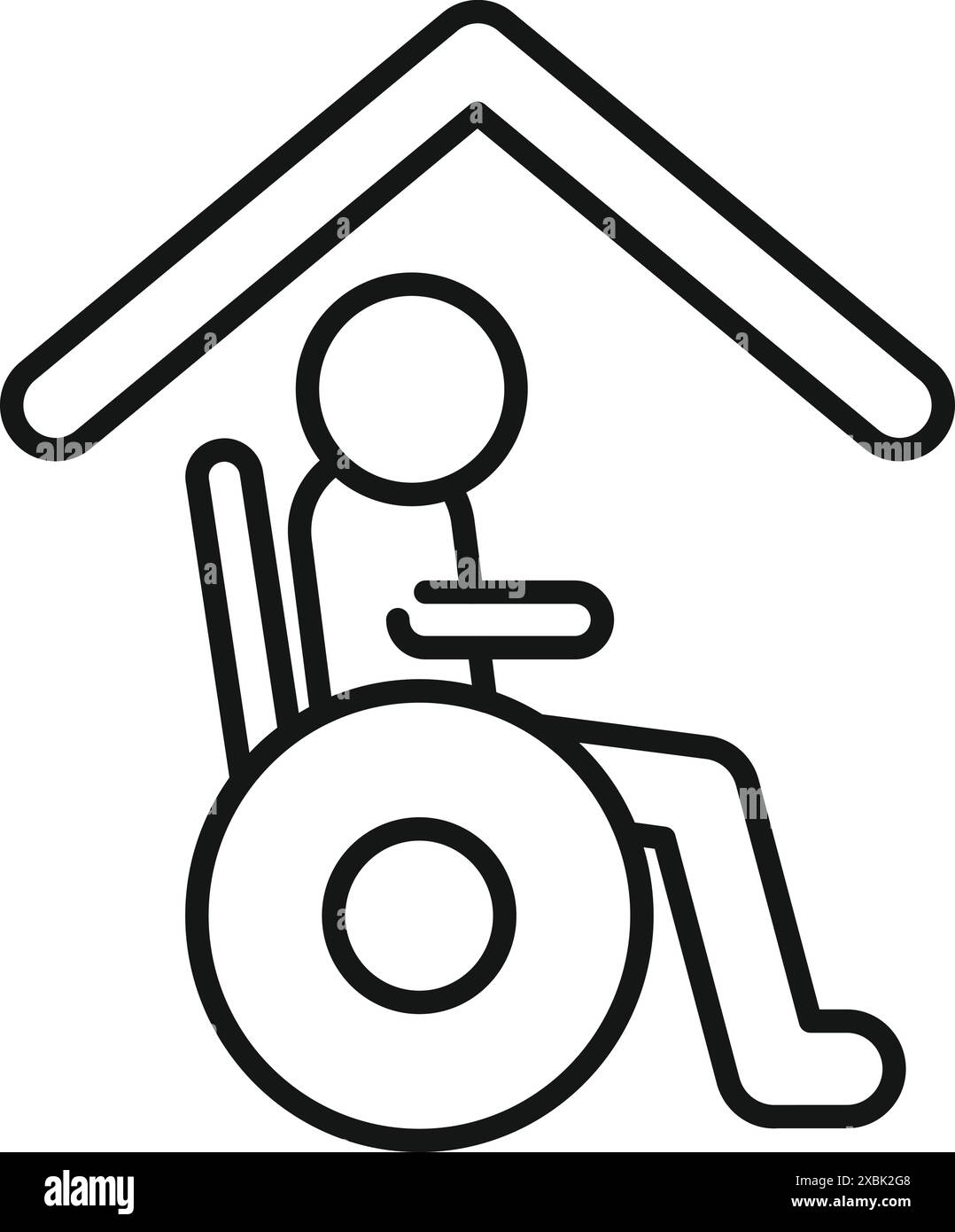 Line drawing of a person using a wheelchair sitting in a house Stock ...
