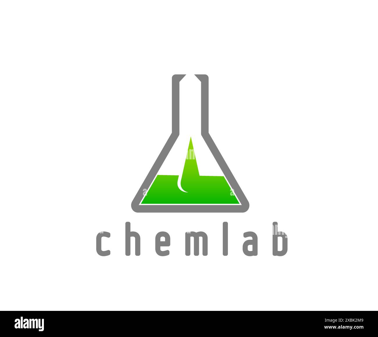 Science lab icon. Isolated vector chemical laboratory flask with green ...