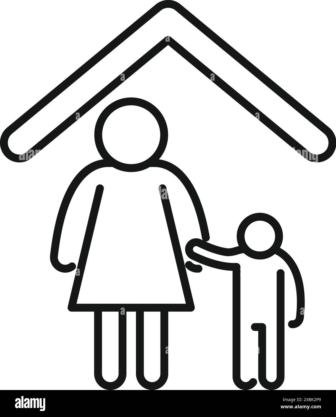 Single parent family concept icon with a mother holding her son's hand ...