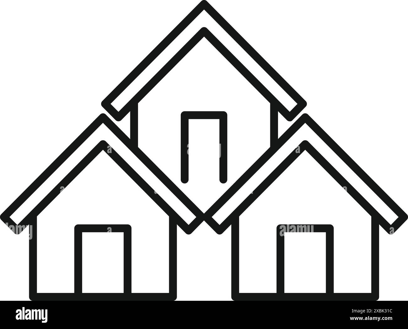 Simple line drawing of three houses, representing the concept of ...